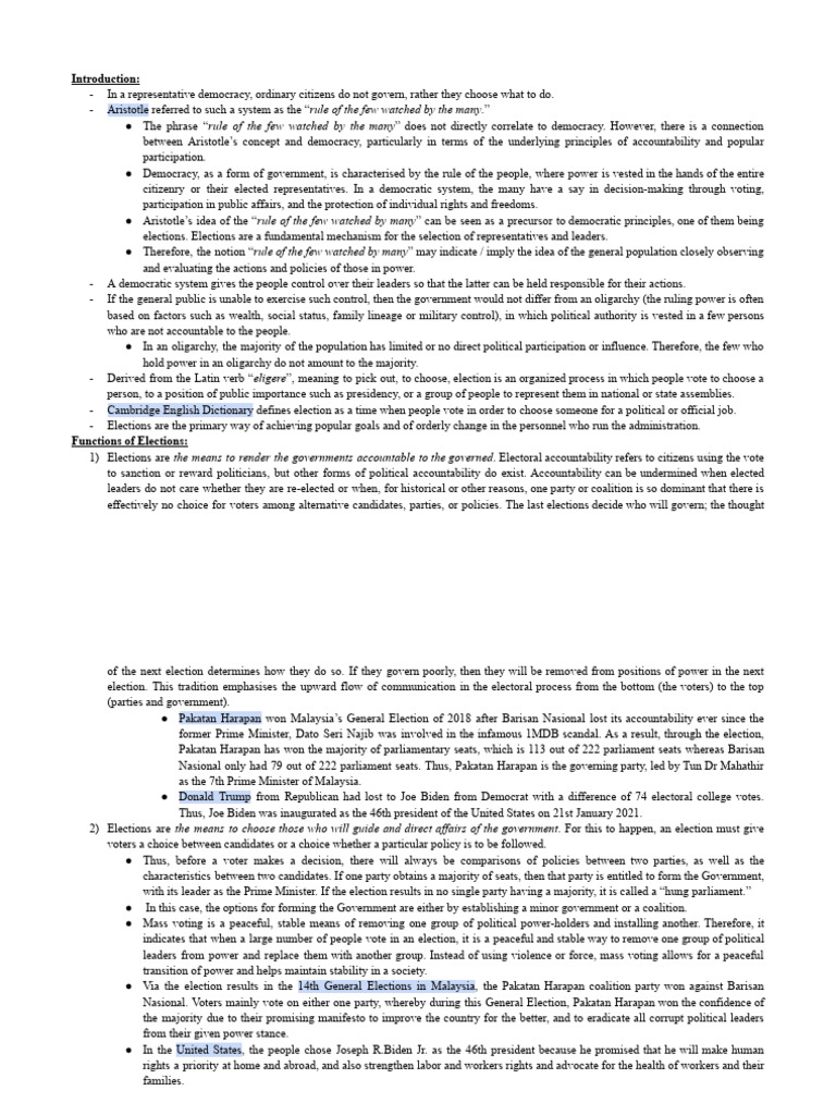 chapter 4 notes | PDF | Elections | Governance