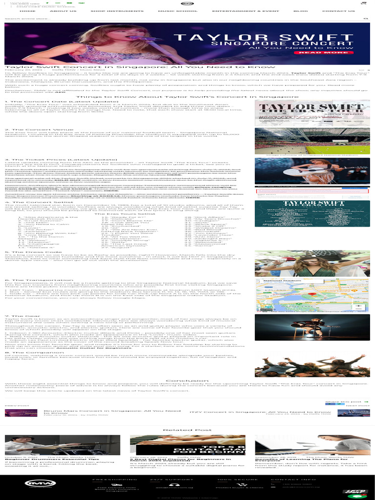 Taylor Swift Concert in Singapore March 2024 Need To Know | Download Free PDF | Taylor Swift ...
