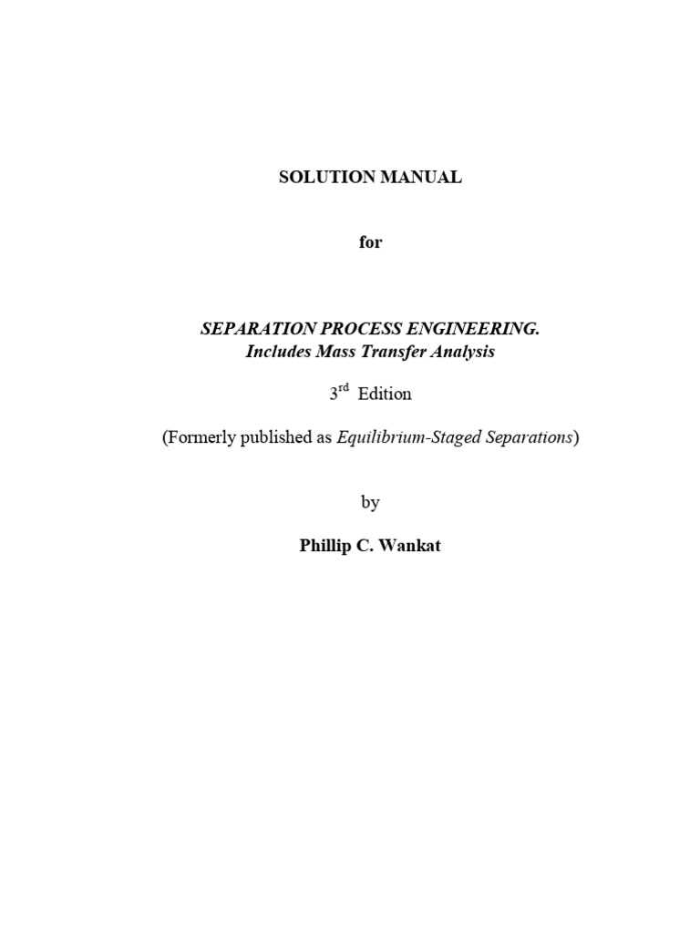 Separation Solution Manual | Download Free PDF | Filtration | Physical ...