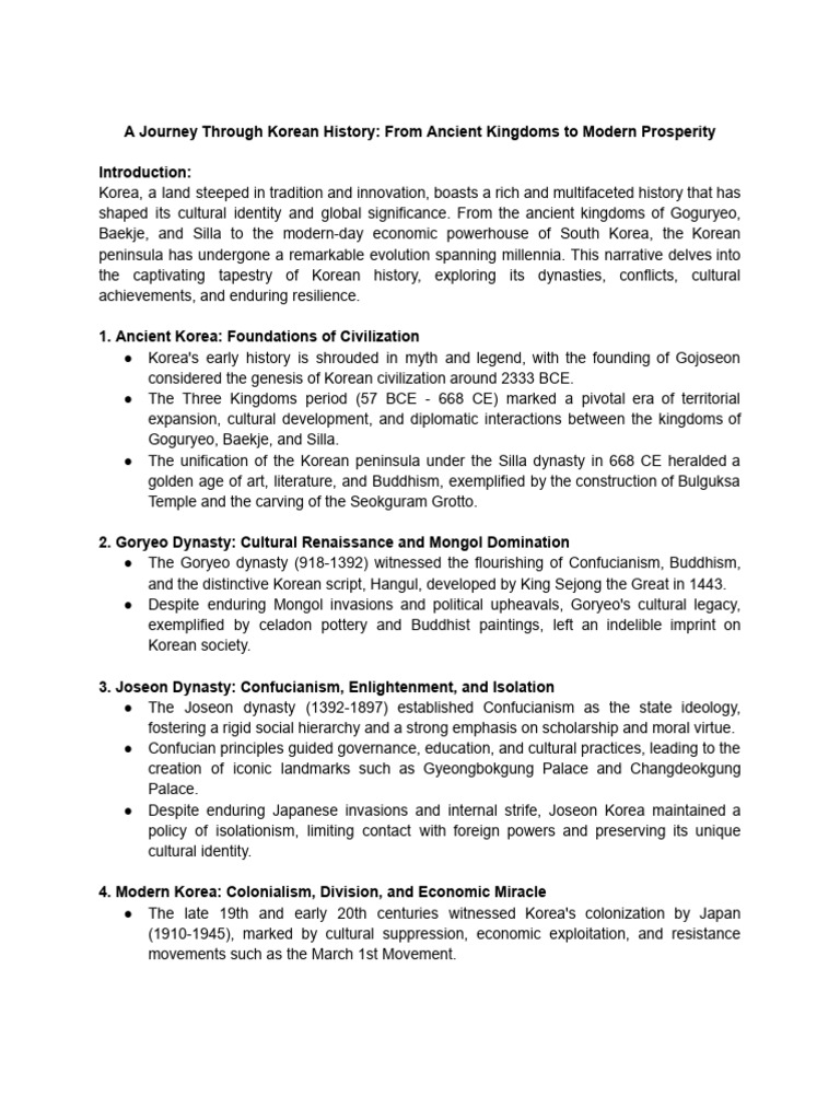 A Journey Through Korean History - From Ancient Kingdoms To Modern ...