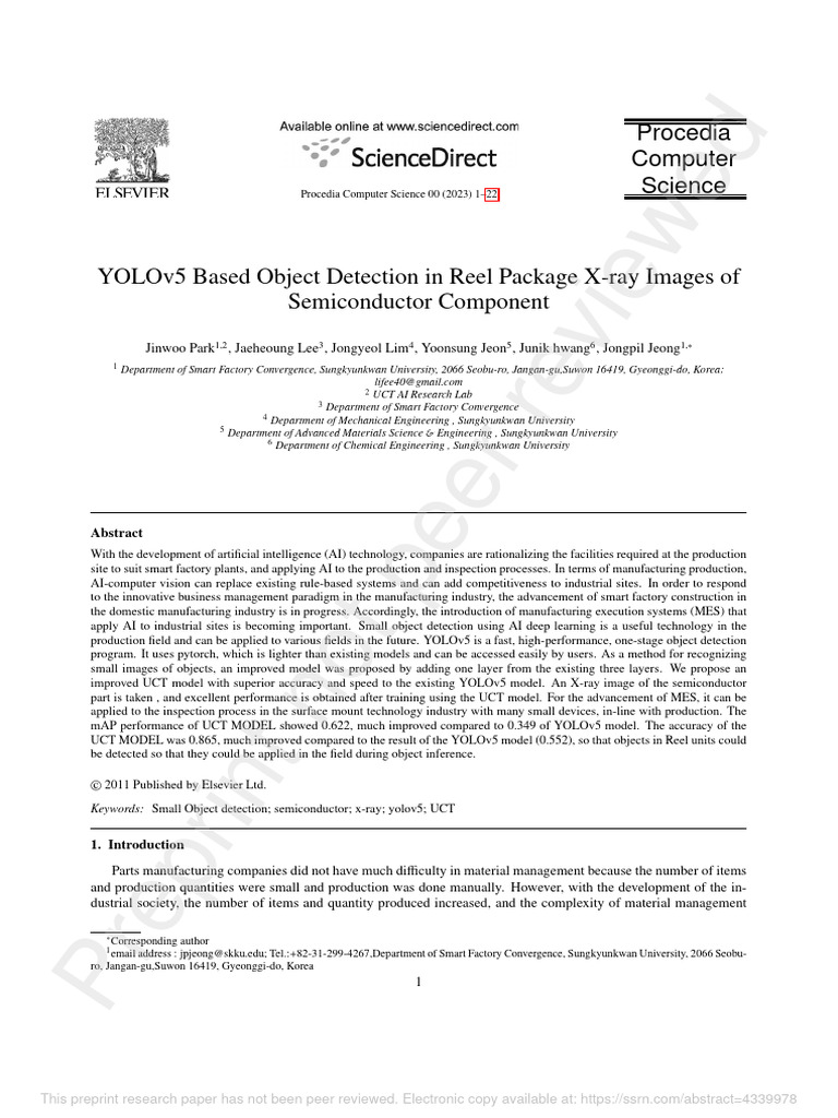 YOLOv5 Based Object Detection in Reel Package X-Ray Images of Semiconductor Component | PDF ...