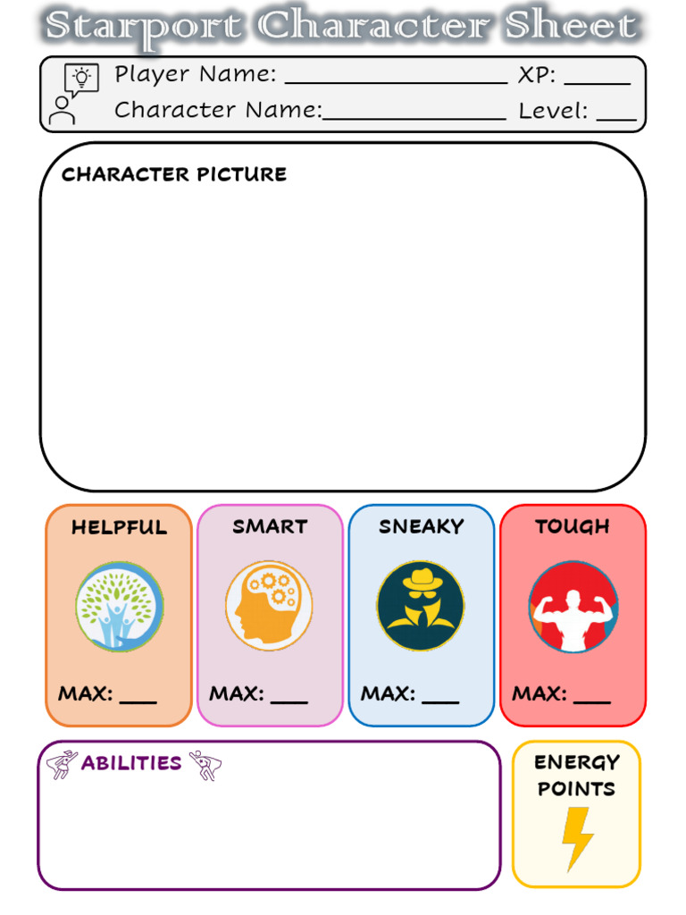Starport RPG Character Sheet Template | PDF