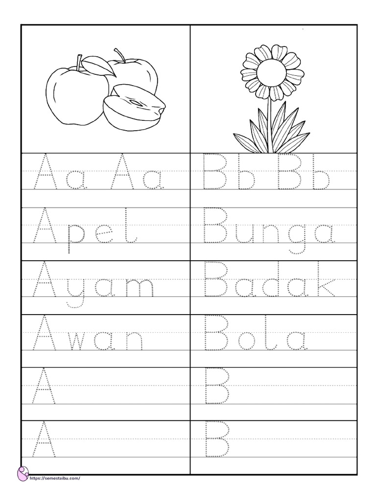 Lembar Kerja Anak TK Menulis A B | PDF