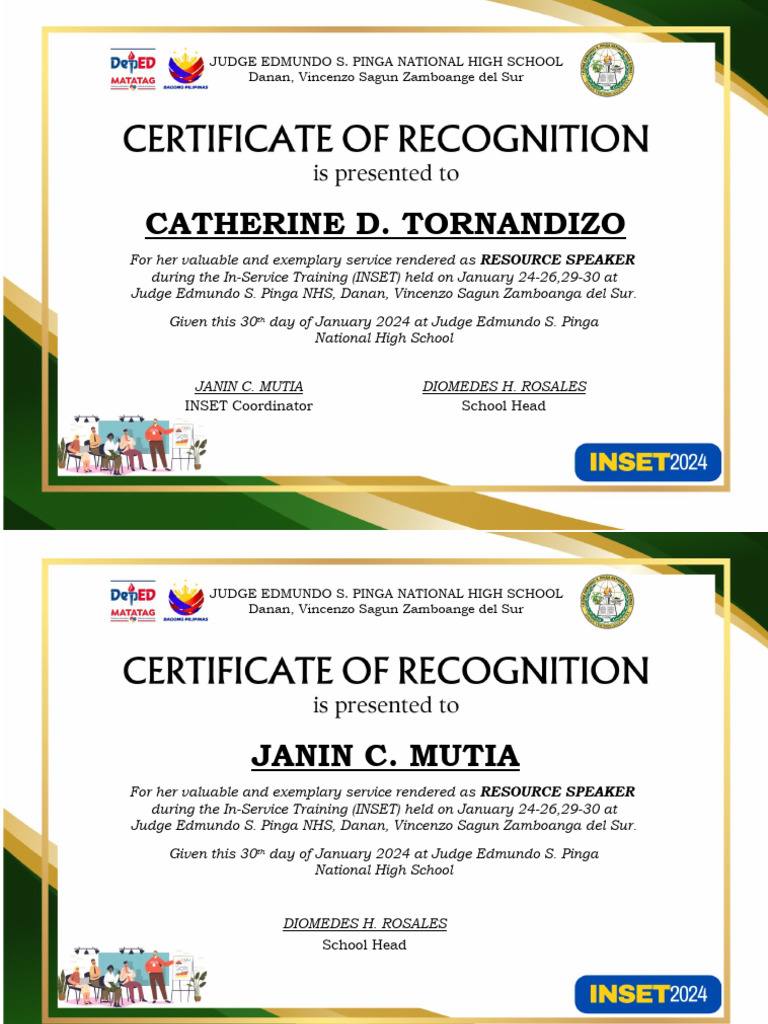 Inset Certificates | PDF | Science & Mathematics Inset Certificates | PDF | Science & Mathematics