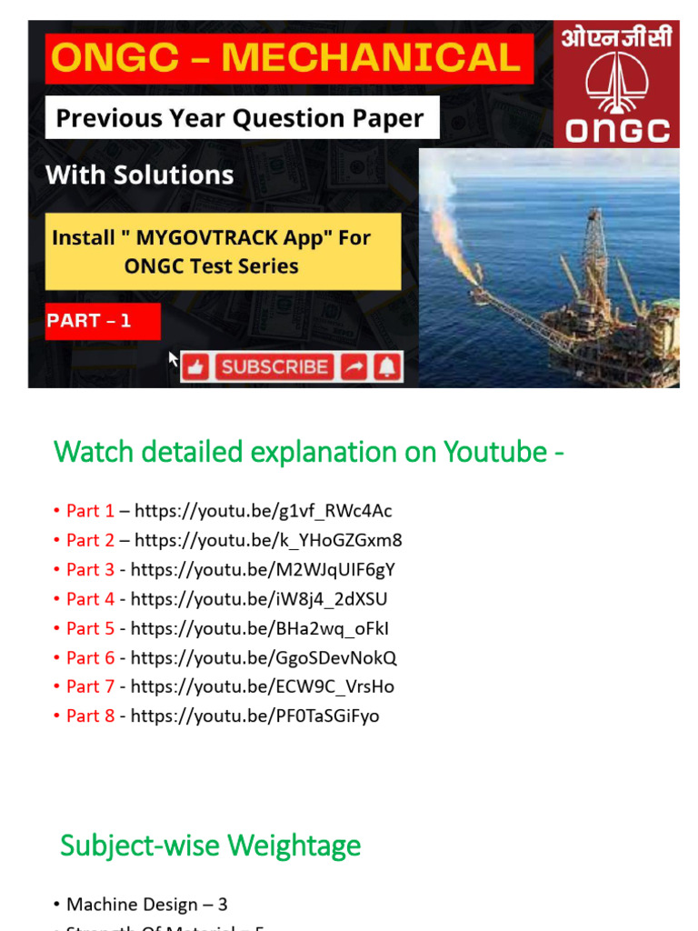 ONGC Mechanical Previous Year Paper Mygovtrack | PDF | Construction | Welding