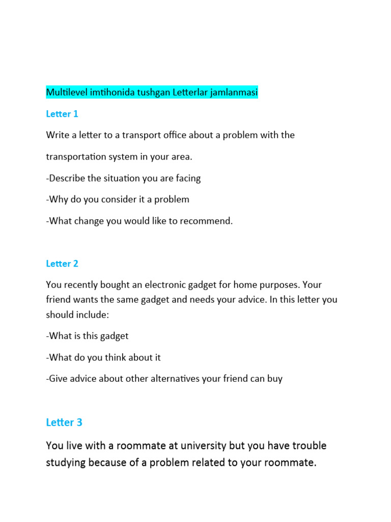 Sample Formal Letters for Various Situations | PDF