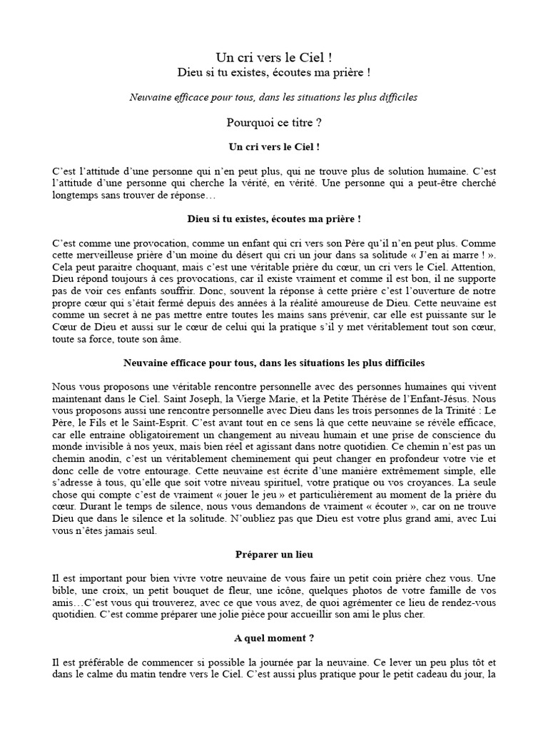Neuvaine Un Cri Vers Le Ciel | PDF