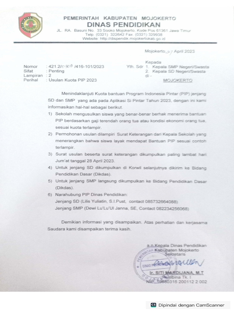 Usulan Kuota PIP 2023 | PDF