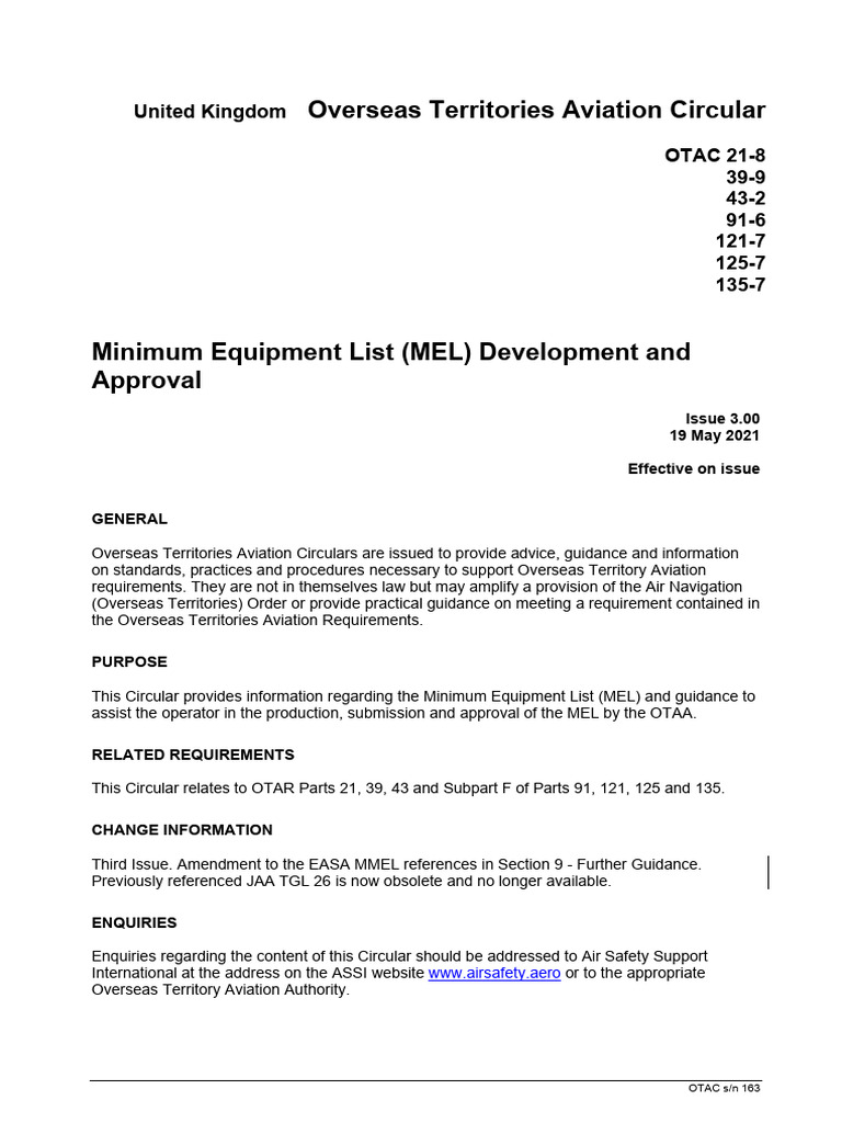 003UK MEL Development | PDF | Aircraft | Aviation