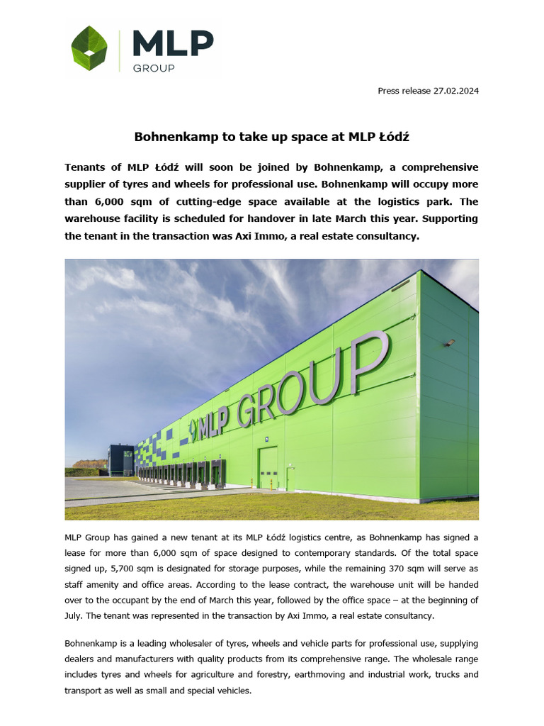 MLP Group - Press Release - MLP Lódź - 2024.02.27 - ENG | PDF ...