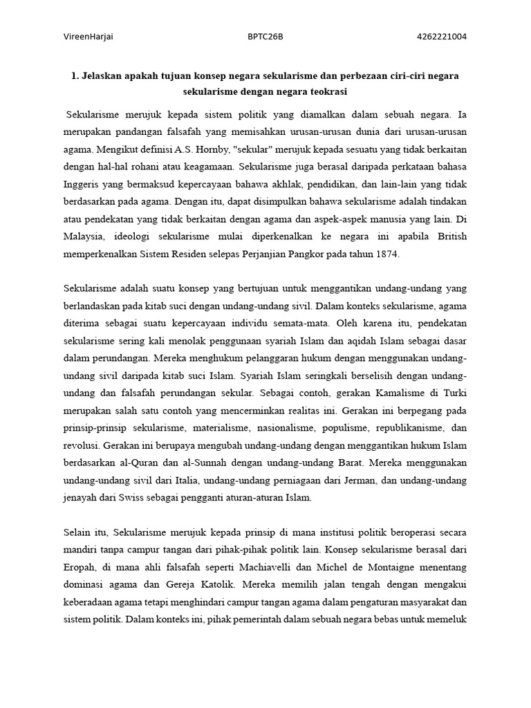 Perbandingan Sekularisme dan Teokrasi | PDF