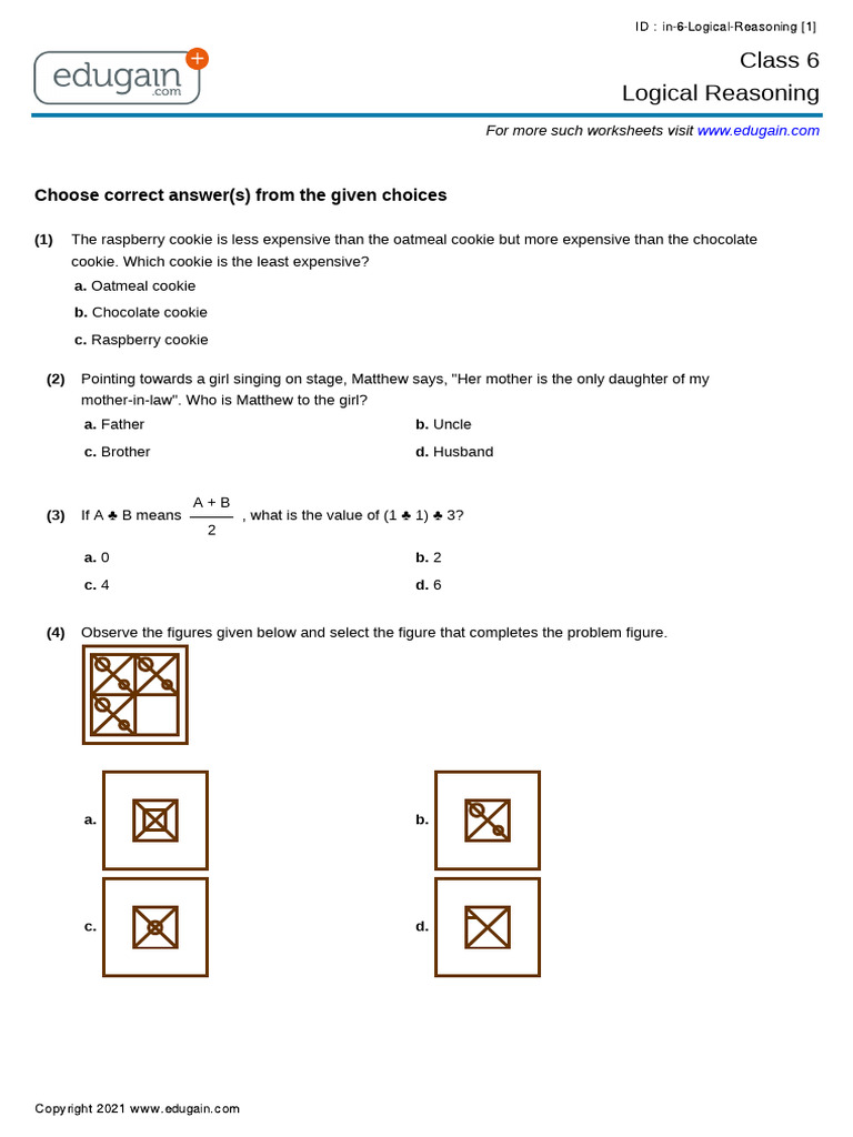 Grade 6 Logical Reasoning in | PDF | Length | Applied Mathematics