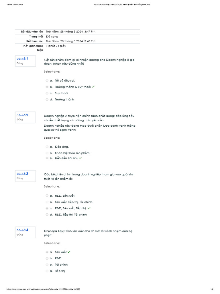 Quiz 2-Giới Thiệu Về QLSX (Tt) | PDF