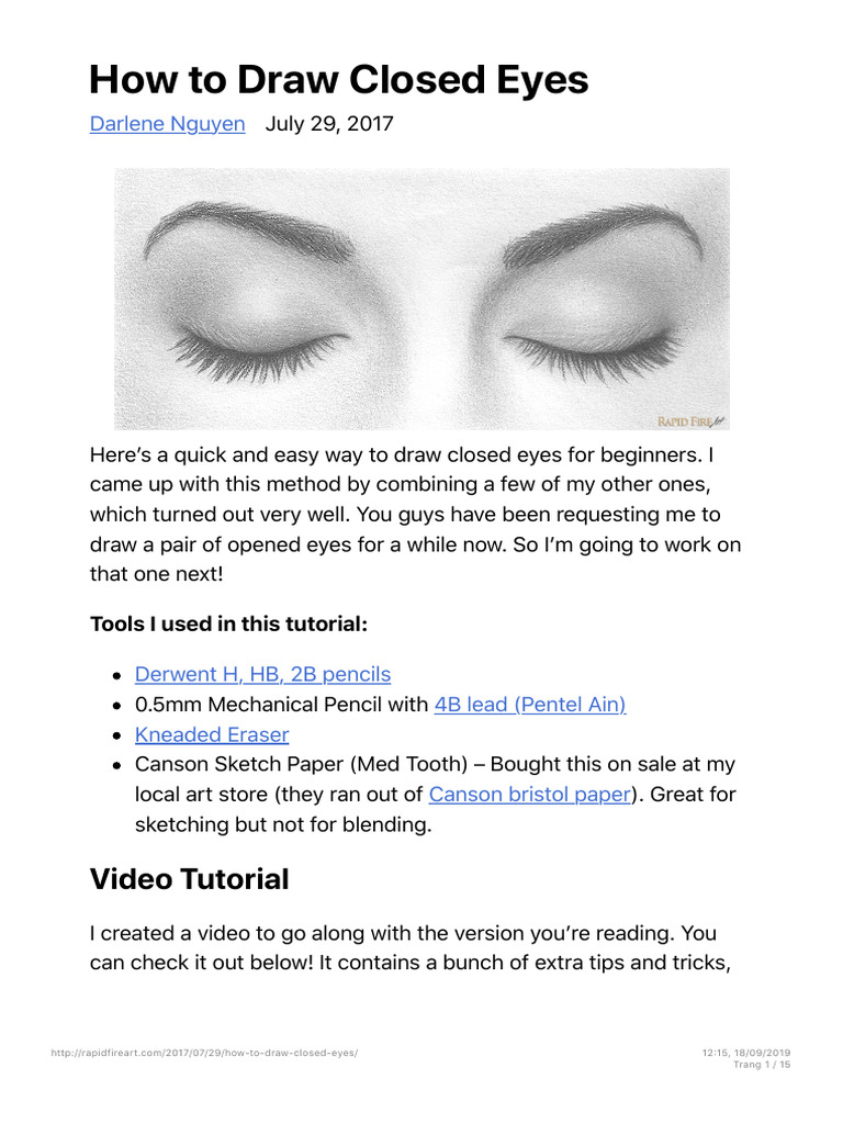 How to Draw Closed Eyes | RapidFireArt | PDF | Pencil | Angle
