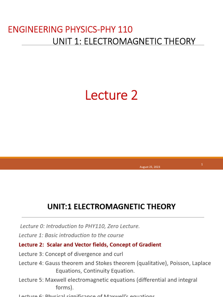 Phy110 Unit 1 Lecture 2 | PDF