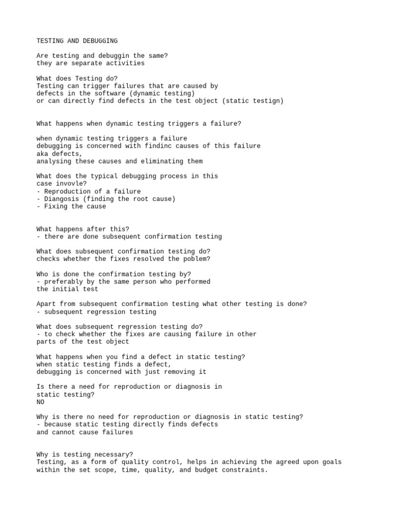 Testing And Debugging Pdf Software Testing Computing 3180