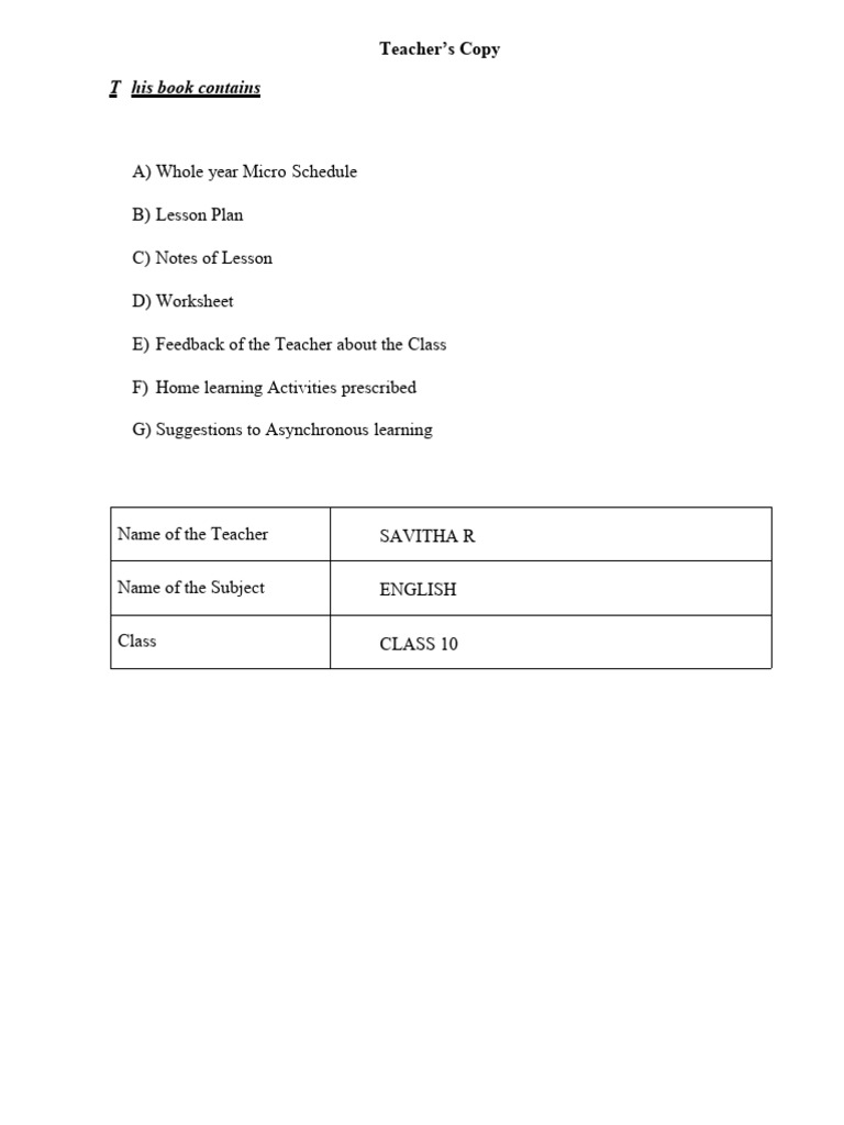 Class 10 English Lesson Plan: Triumph of Surgery | PDF | Learning ...