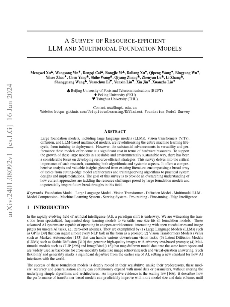 A Survey of Resource-Efficent LLM and Multimodal Doundation Models ...