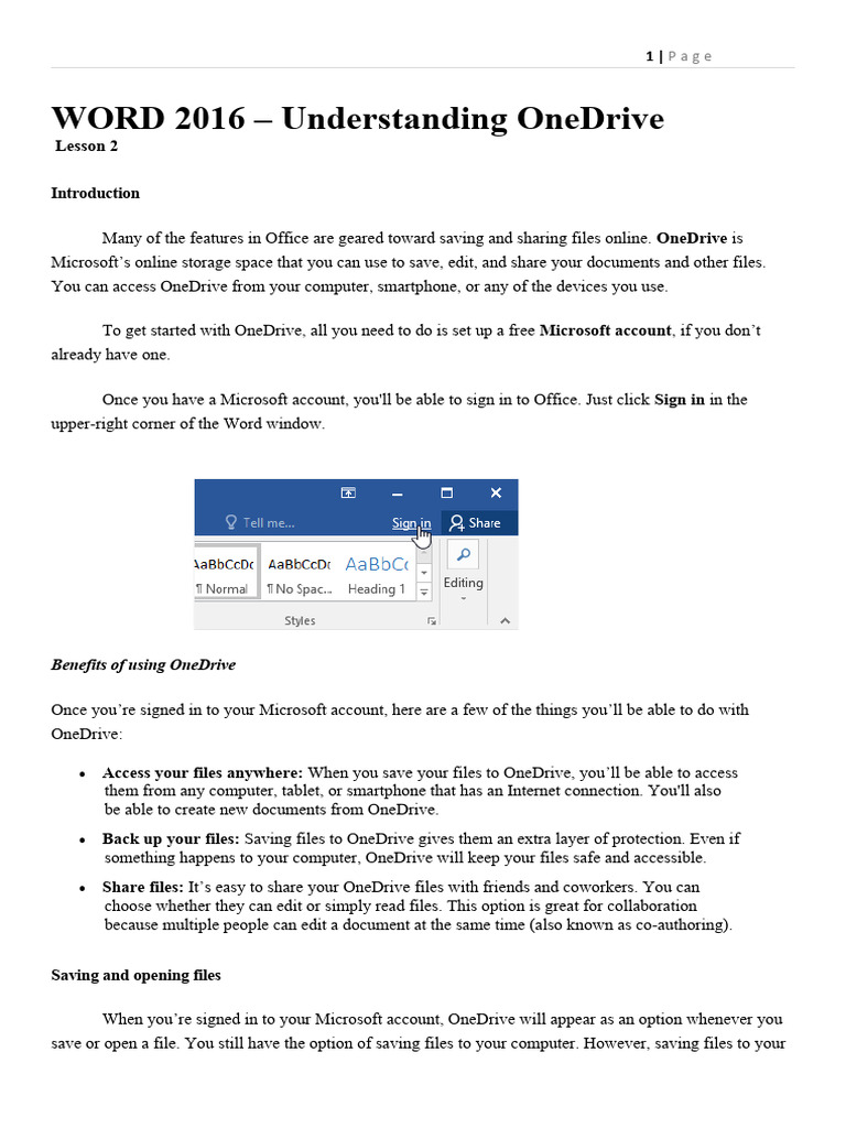 Lesson 2 Understanding One Drive | PDF | Career & Growth | Art