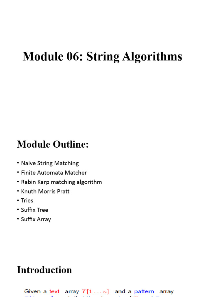 Module 06. String Algorithms Lecture 1 - 2 | PDF