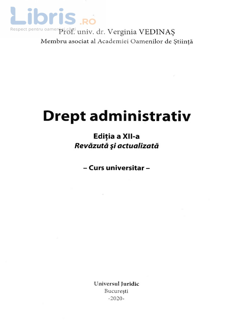 Drept Administrativ Ed.12 - Verginia Vedinas | PDF
