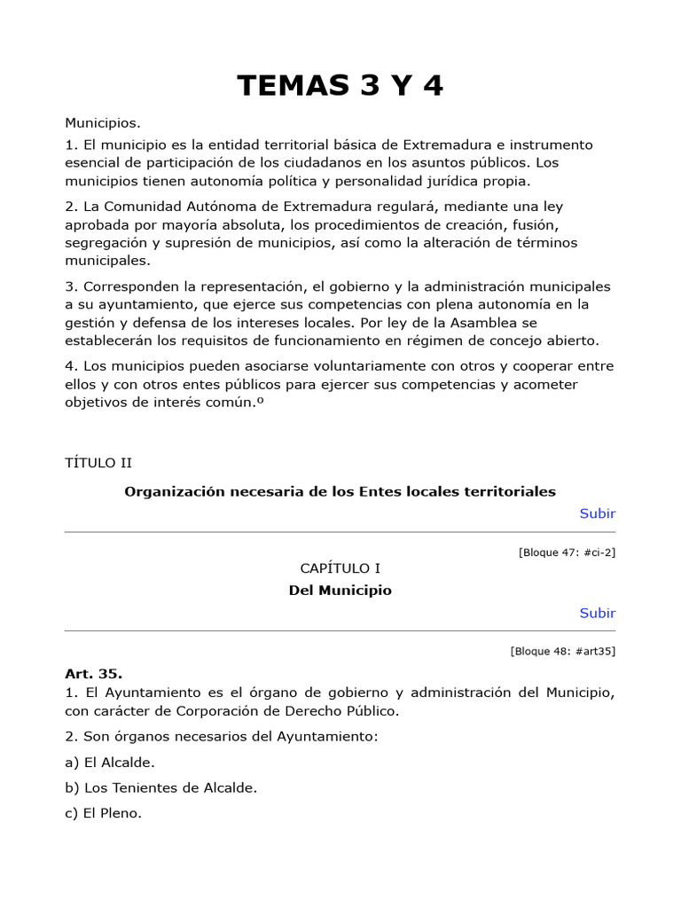 tema 3 y 4 | PDF | Alcalde | Gobierno local