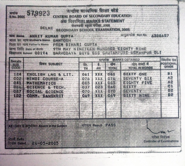 10 Class Marksheet | PDF