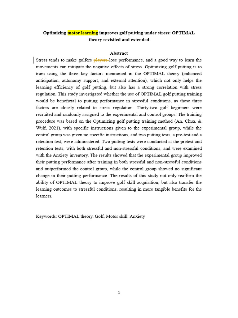 Optimal Training Manuscript 20240213a2-Ernest022324 | PDF | Learning ...