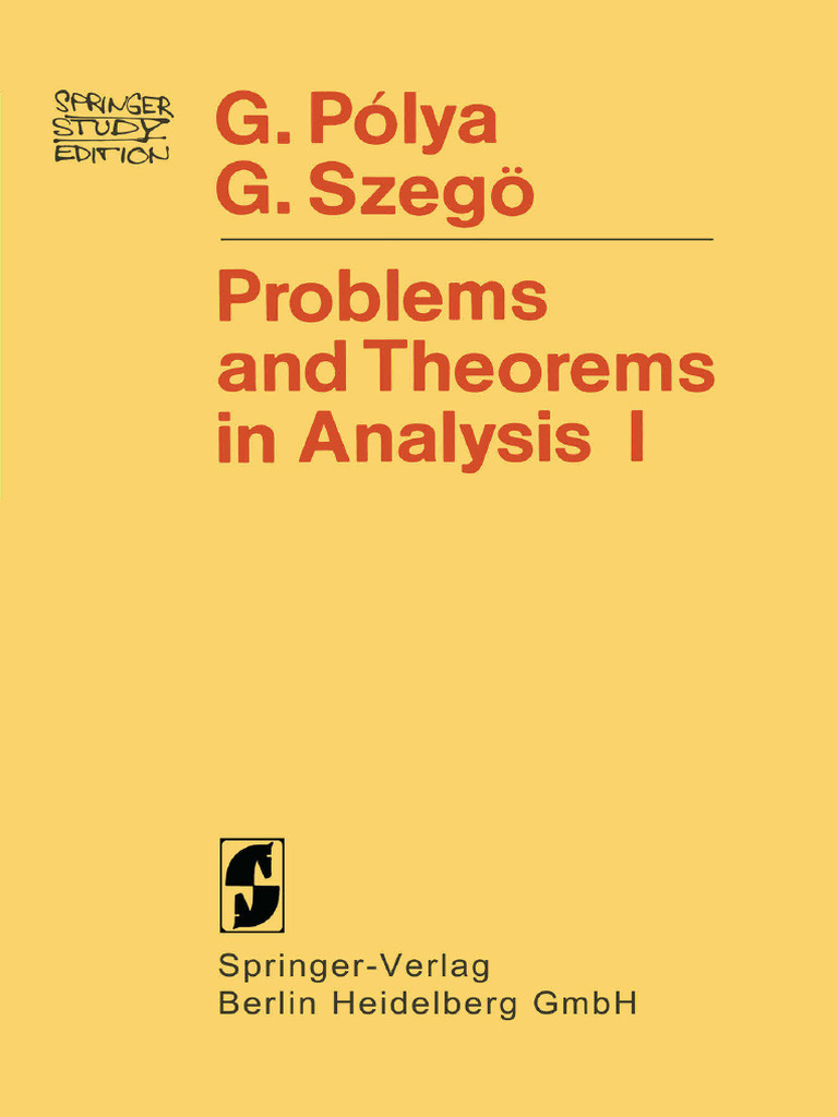 Problems and Theorems in Analysis I | PDF | Integral | Limit (Mathematics)