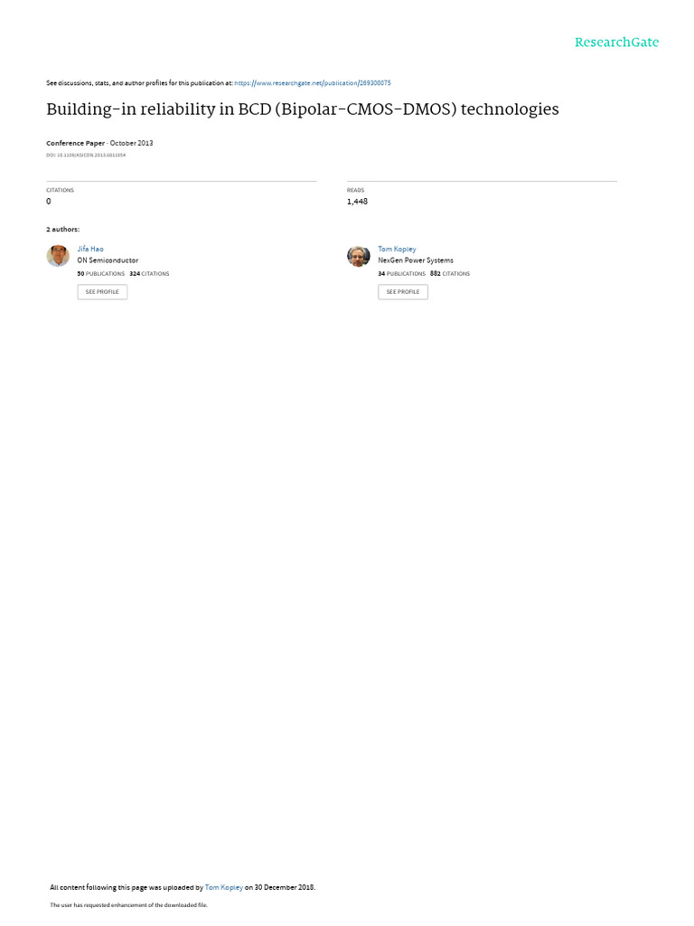 Building-In Reliability in BCD (Bipolar-CMOS-DMOS) Technologies | PDF | Field Effect Transistor ...