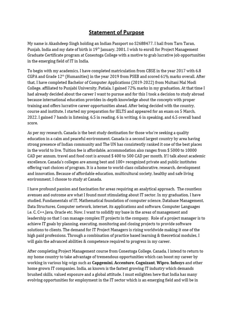 Akashdeep Singh - Conestoga - Project Management | PDF | Information ...