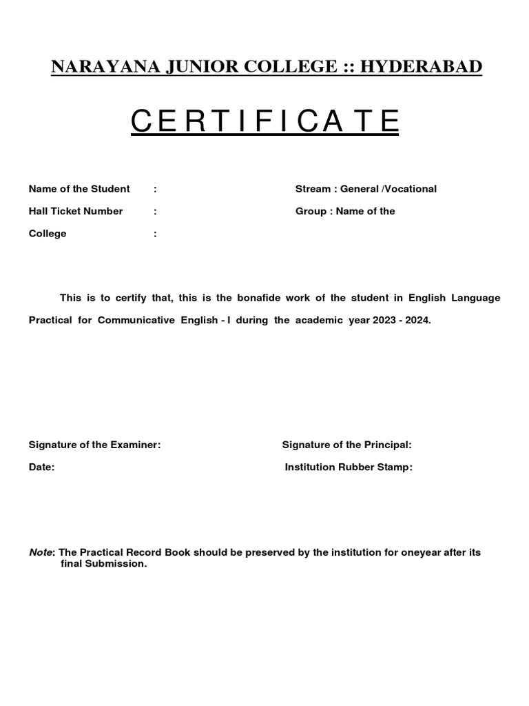 Certificate Format | PDF