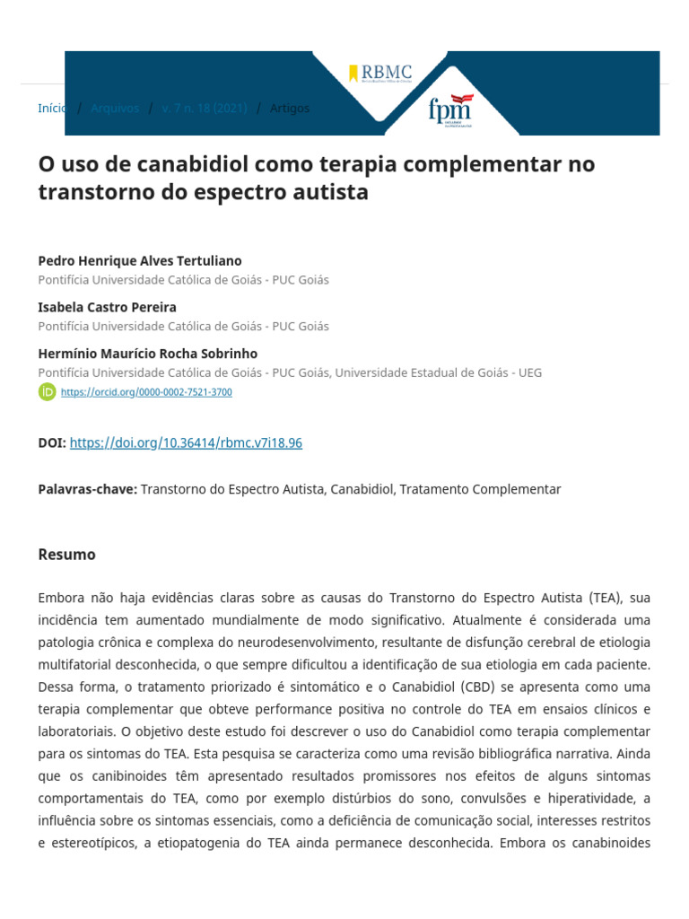 O Uso de Canabidiol Como Terapia Complementar No | PDF | Espectro do ...