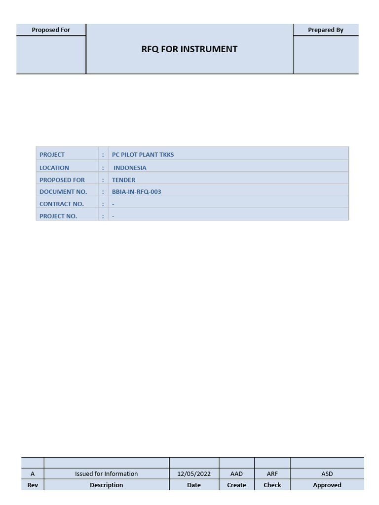 RFQ For Instrument | PDF | Pressure Measurement | Valve