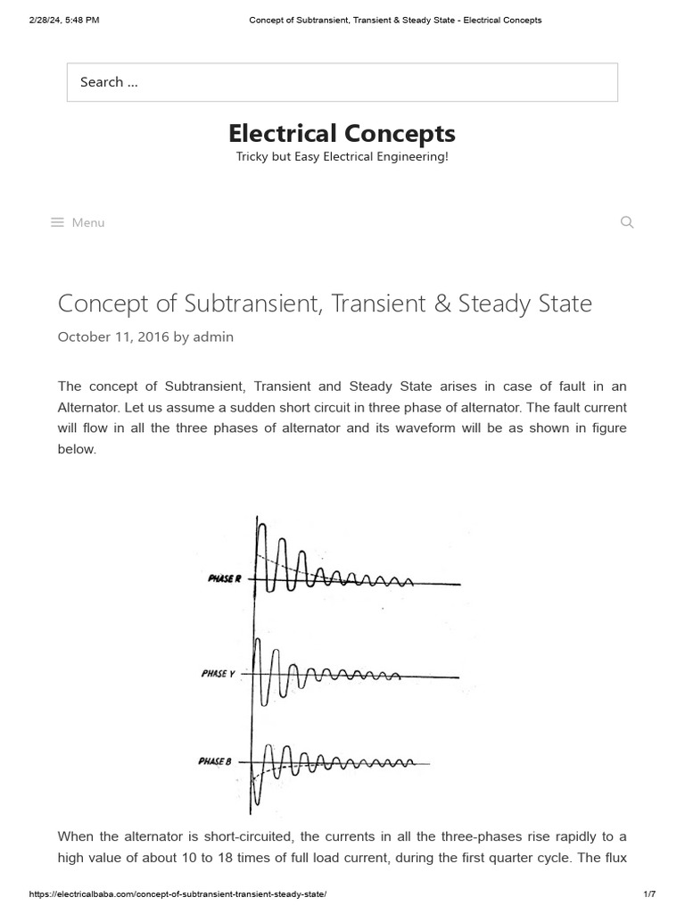 Concept of Subtransient, Transient & Steady State - Electrical Concepts | PDF | Electrical ...