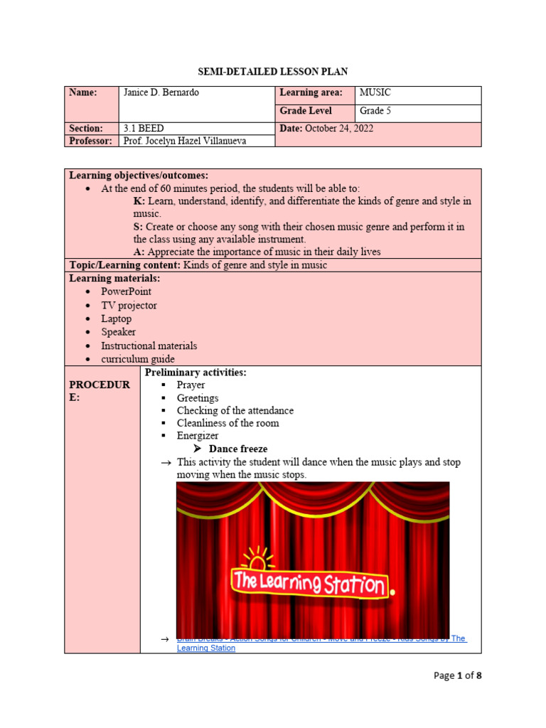 Grade 5 Music Genre Lesson Plan | PDF | Religious Music | Popular Music