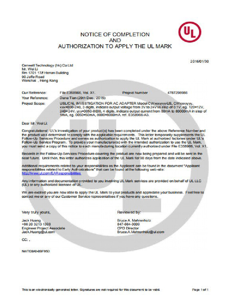 UL Certificate | PDF