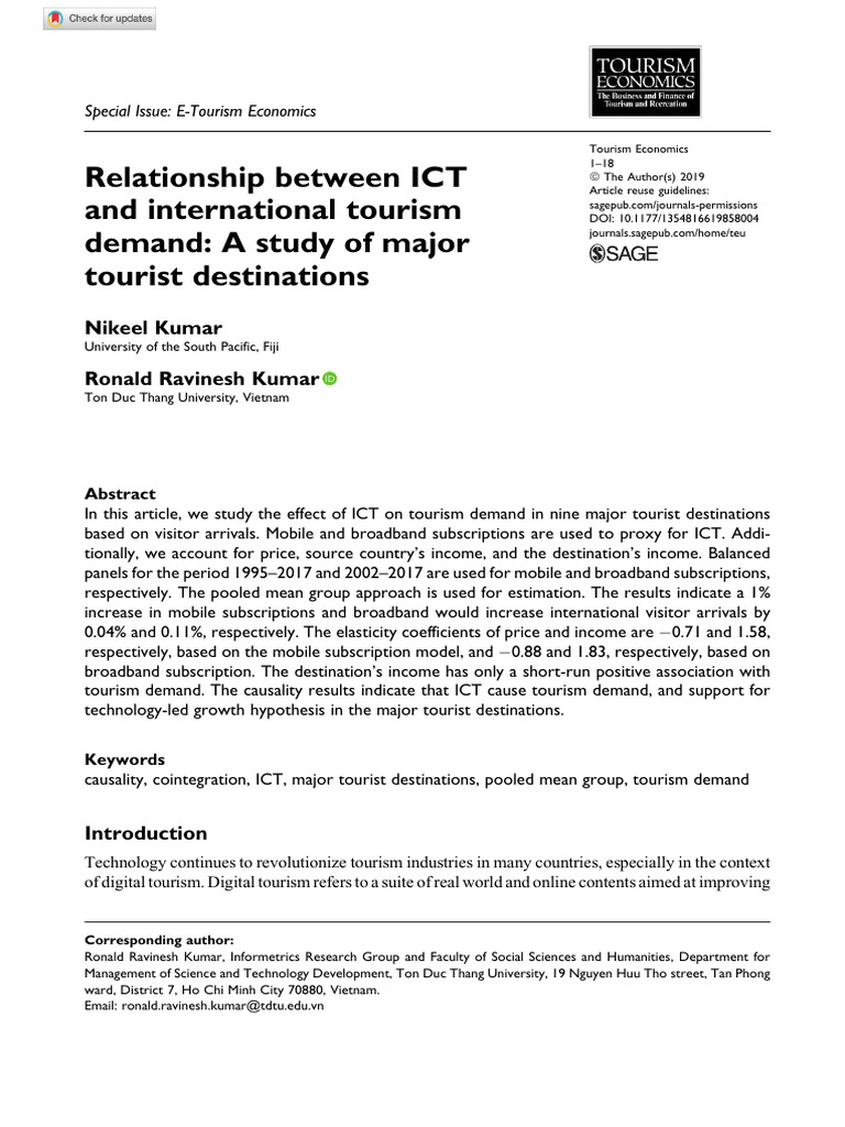 Relationship Between ICT and Internation | PDF | Cost Of Living | Tourism