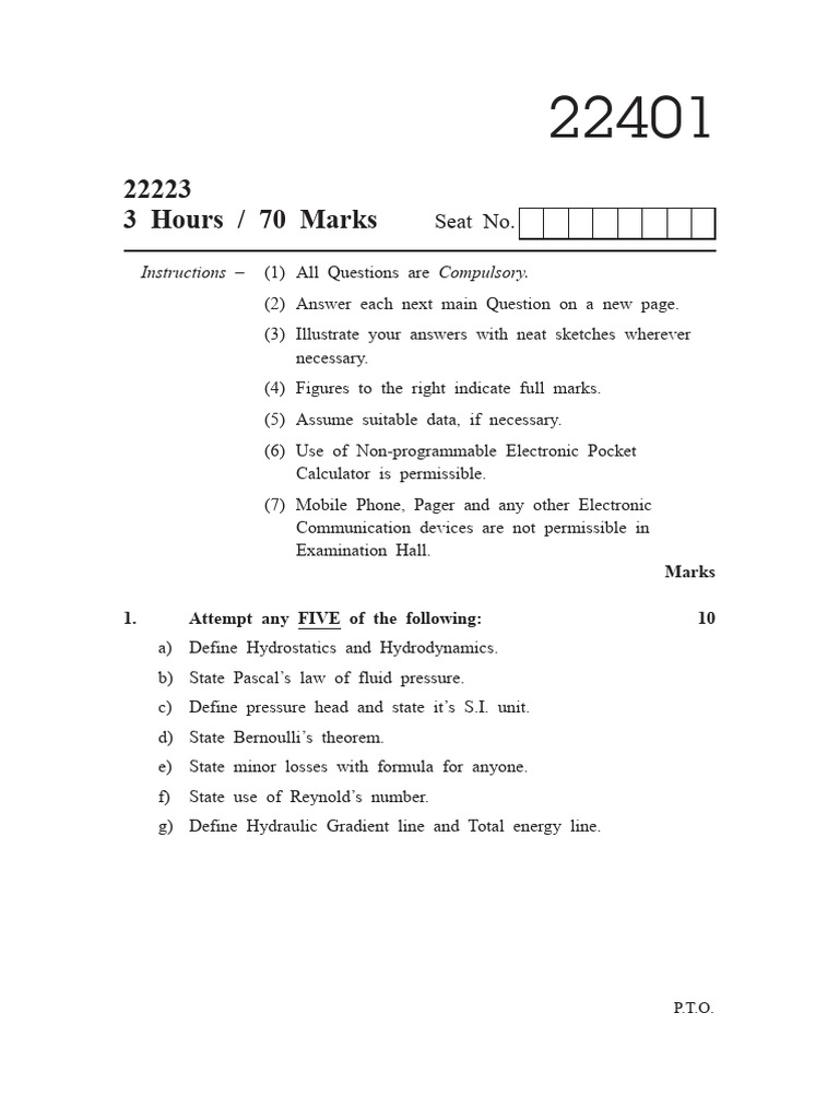 2023 Summer Question Paper (Msbte Study Resources) | PDF | Pressure | Pump