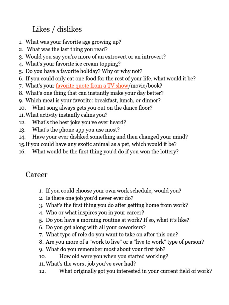 General Questions Interview | PDF