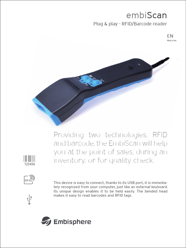 RFID Embisphere Embiscan 1 | PDF | Radio Frequency Identification | Usb