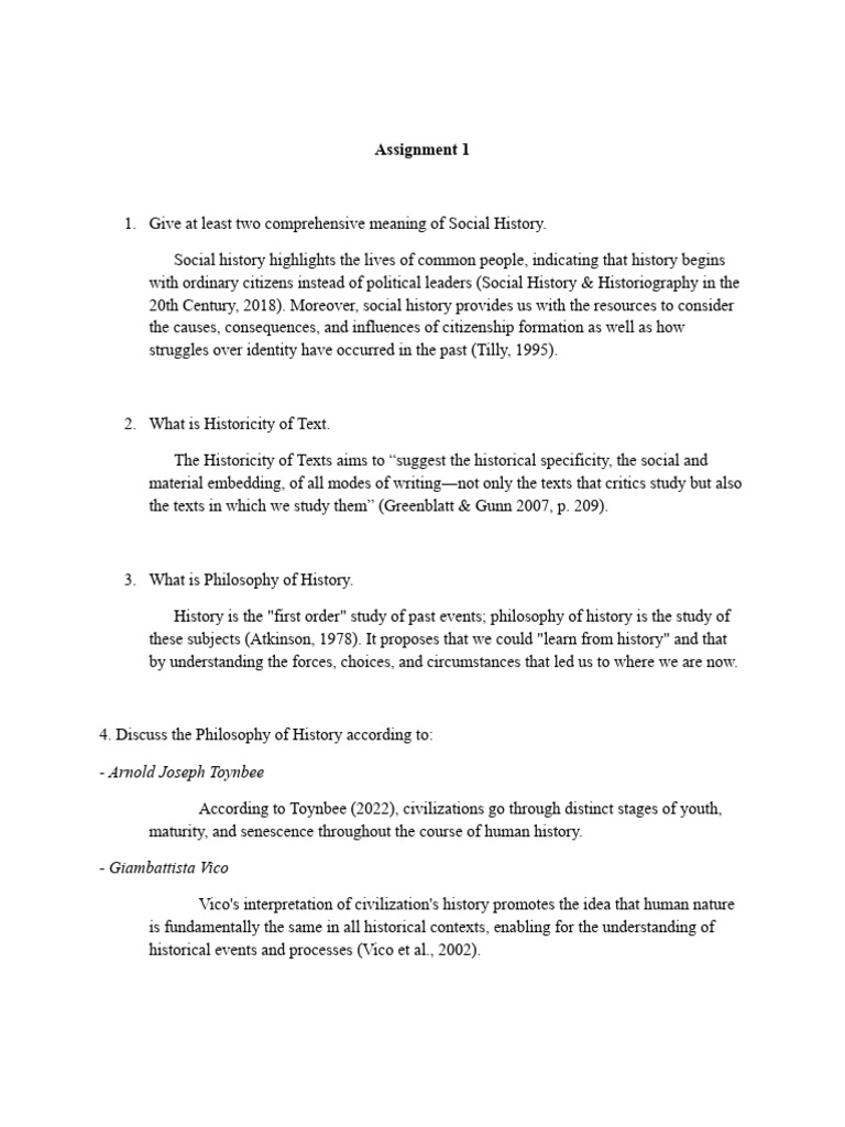 Social History Assignment 1 | PDF | Social History | Theory