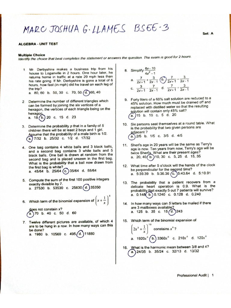 MATH EXIT EXAM | PDF