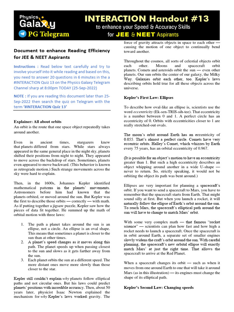 #INTERACTION Handout For Quiz 13 | Download Free PDF | Orbit | Planets