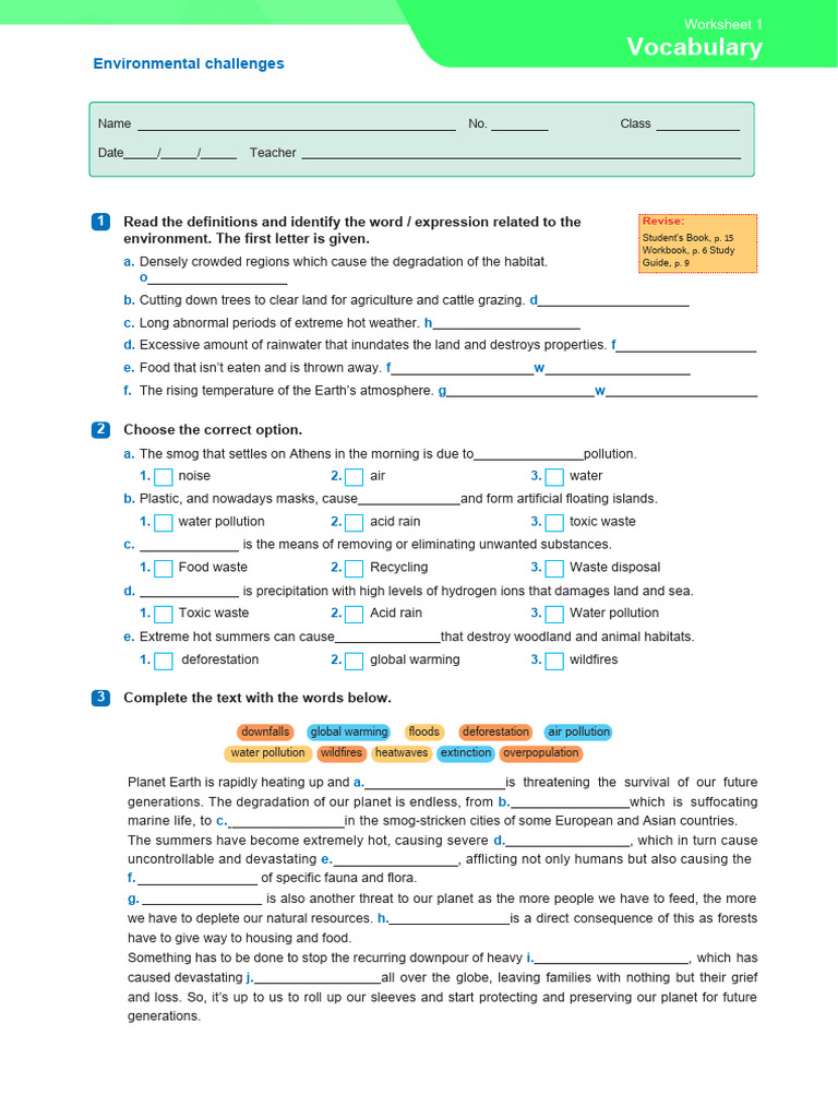 _vocabulary_worksheet1 | PDF | Pollution | Water