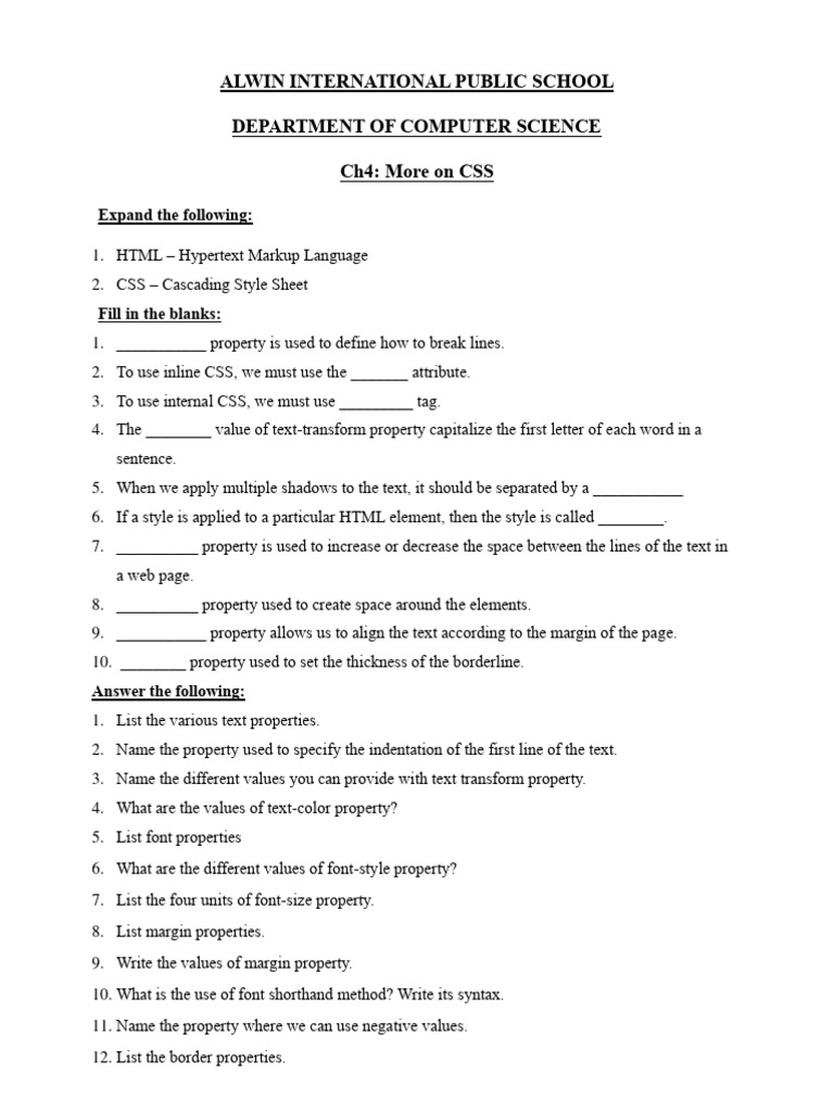 CSS and HTML Basics for Students | PDF | Mobile App | Html Element