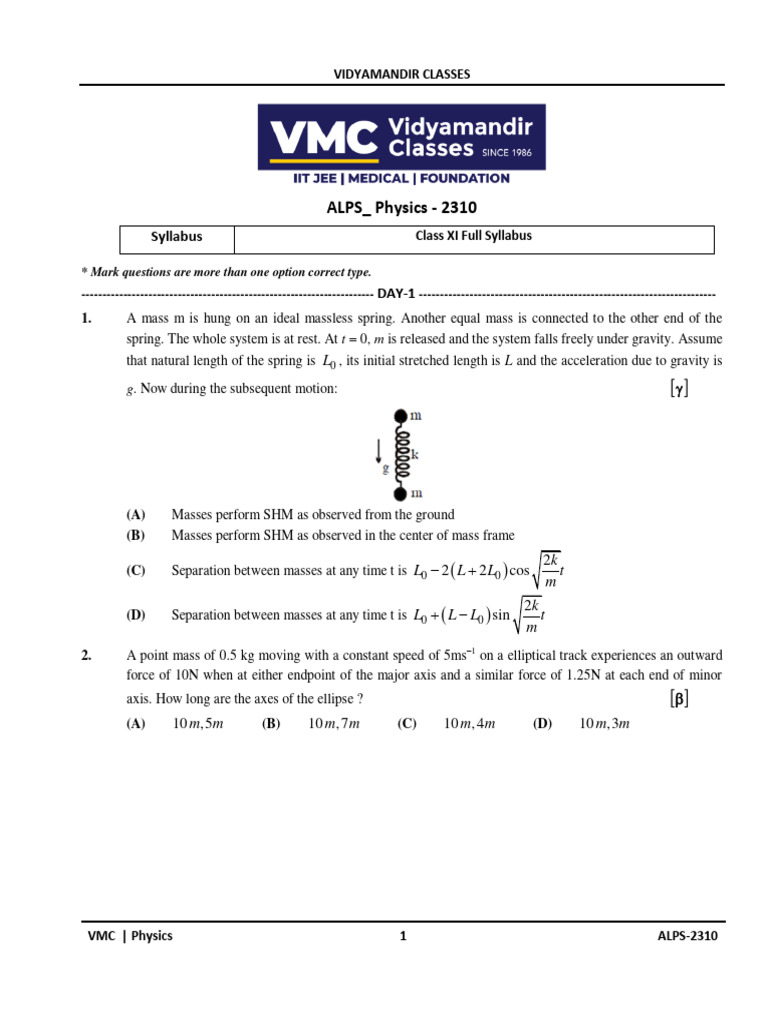 ALPS 2310 Physics Assignment | PDF | Force | Acceleration