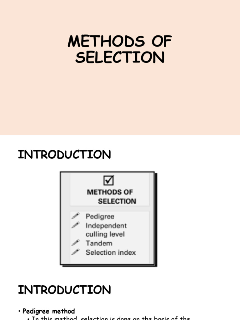 9 - Methods of Selection | PDF | Domesticated Animals | Domestication