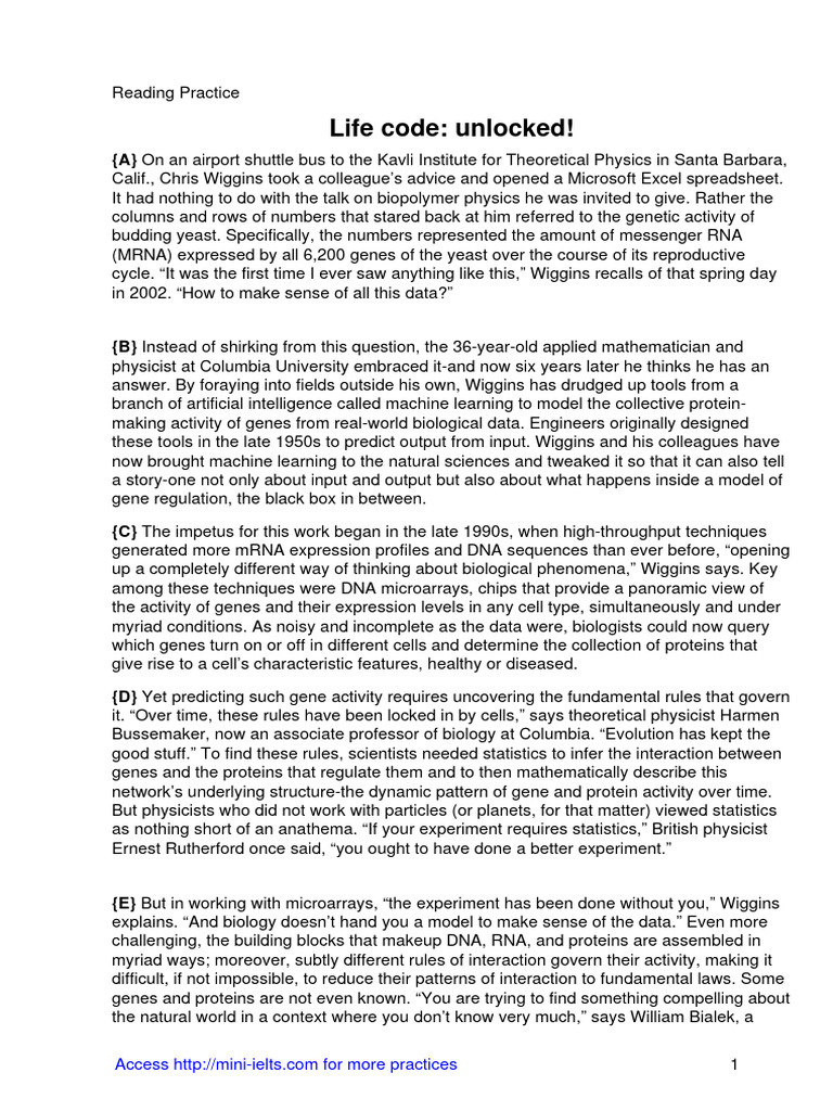 Life Code Unlocked 1 | PDF | Gene | Machine Learning