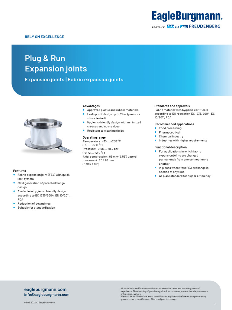 EagleBurgmann_Plug & Run Expansion Joints_EN | PDF | Textiles | Materials